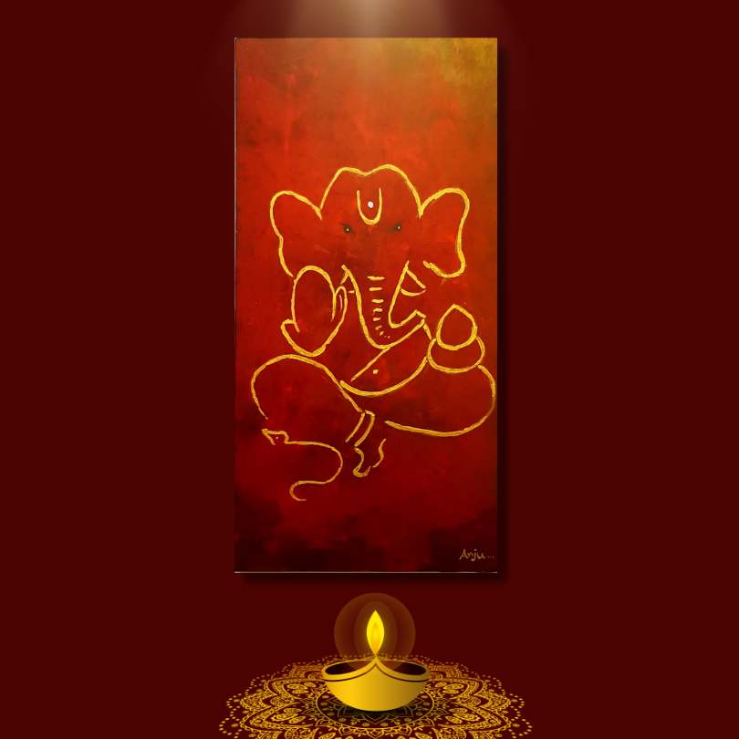 Ganesha Art Print – G2: Red and Gold Ganesha - www.anjudesai.co.nz ...